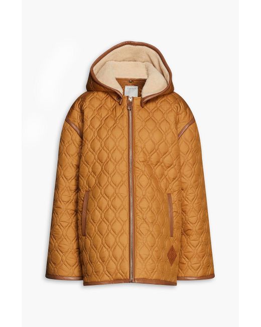 Sandro Synthetic Leather-trimmed Quilted Shell Hooded Jacket in Brown ... Sandro Synthetic Leather-trimmed Quilted Shell Hooded Jacket in Brown ...