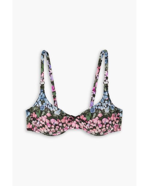 Fleur du Mal Floral-print Stretch-jersey Underwired Balconette Bra | Lyst