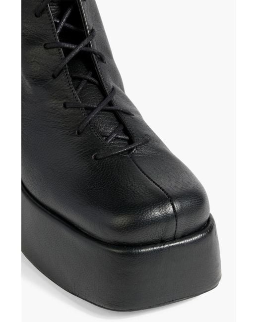 Simon Miller Hustler Lace-up Leather Platform Knee Boots in Black | Lyst