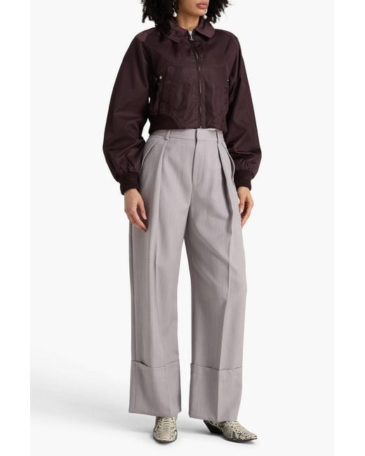 Victoria Beckham Harrington Shell Bomber Jacket in Brown | Lyst UK