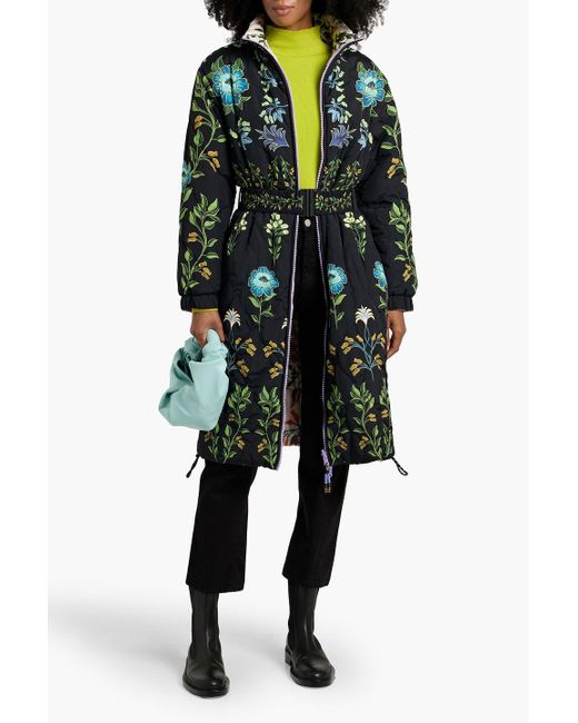 FARM Rio Reversible Floral-Print Quilted Shell Jacket in Black | Lyst