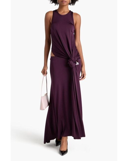 Victoria Beckham Asymmetric Cutout Jersey Maxi Dress in Purple | Lyst UK