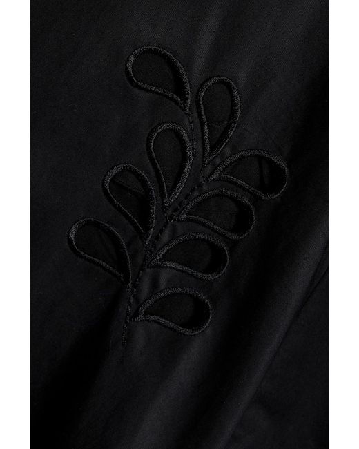 Jonathan Simkhai Eda Broderie Anglaise Cotton Midi Shirt Dress in Black ...