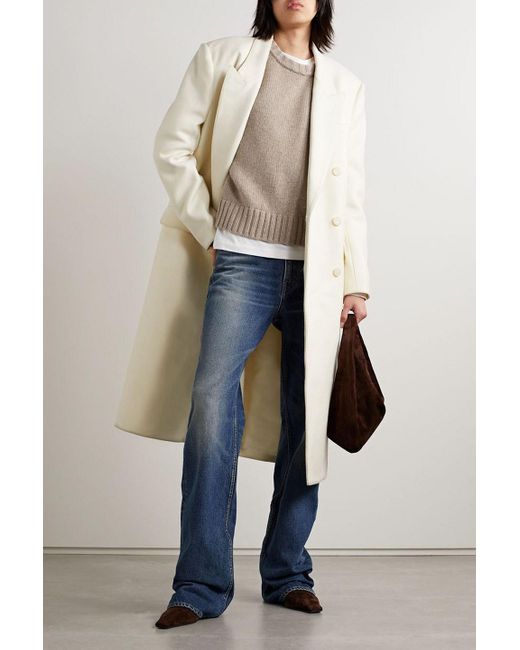 Nili Lotan Edmont Double-breasted Wool-blend Coat in White | Lyst UK
