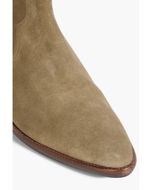 Isabel Marant Story Suede Western Boots in White for Men | Lyst