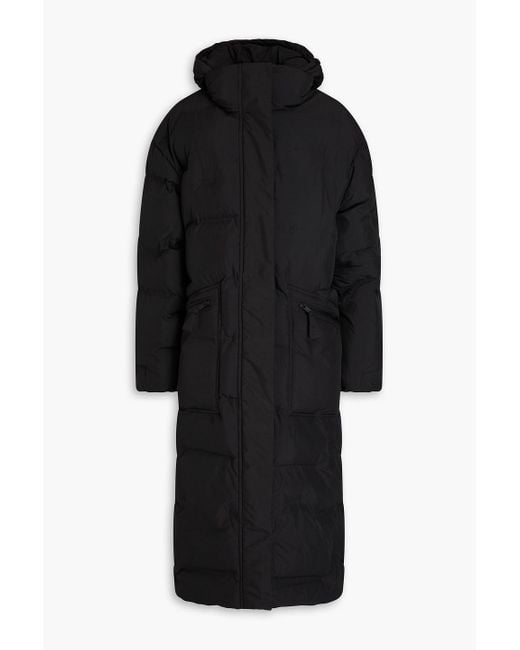 Ganni Quilted Shell Hooded Coat in Black | Lyst UK