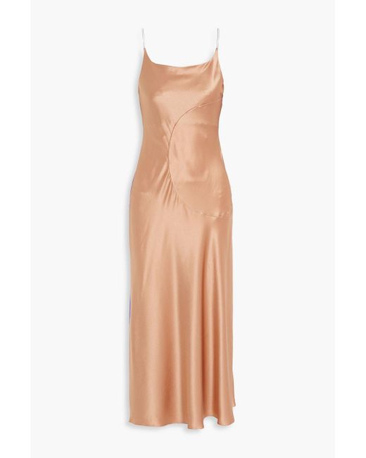 Roksanda Two Tone Silk Satin Midi Slip Dress In Pink Lyst