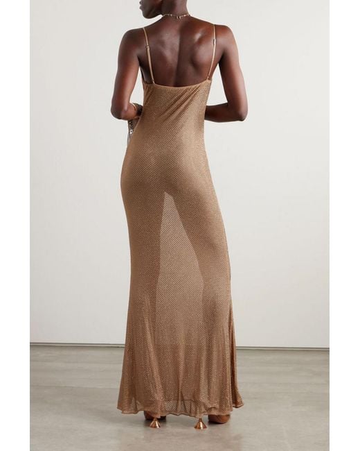 retroféte Shilo Crystal-embellished Silk-blend Mesh Maxi Dress in ...
