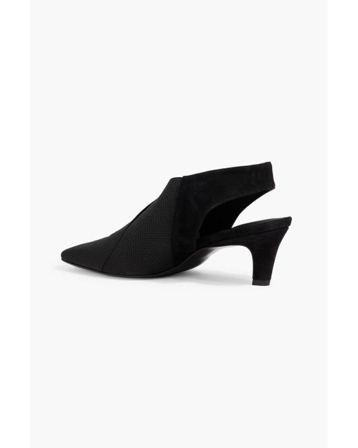 TOTEME Suede And Stretch-Knit Slingback Pumps in Black | Lyst UK