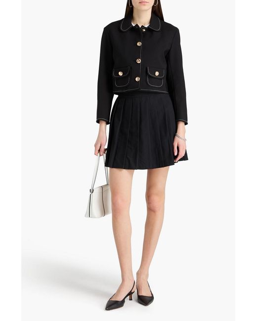 Sandro Cropped Crepe Jacket in Black | Lyst UK