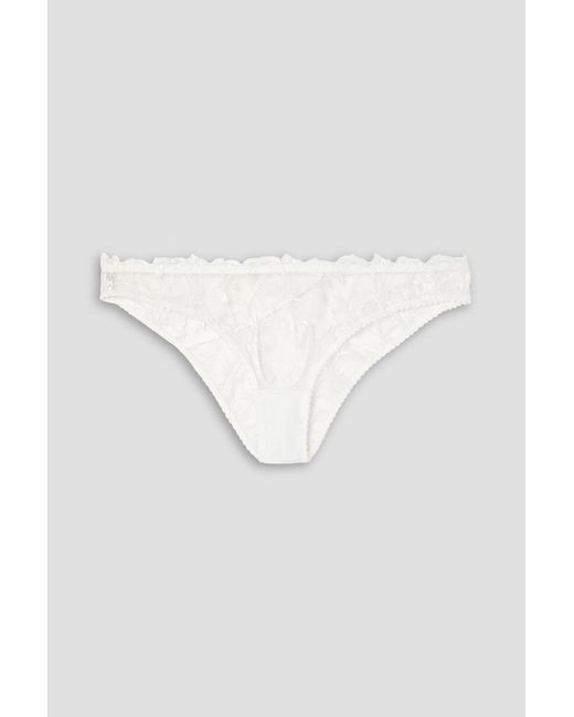 Agent Provocateur Ozella Pvc-trimmed Embroidered Stretch-tulle Briefs ...