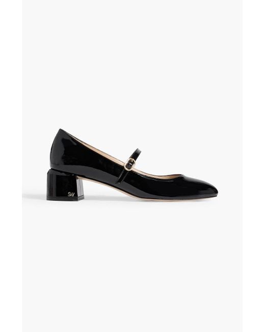 Stuart Weitzman Gabby 45 Patent-Leather Mary Jane Pumps in Black | Lyst