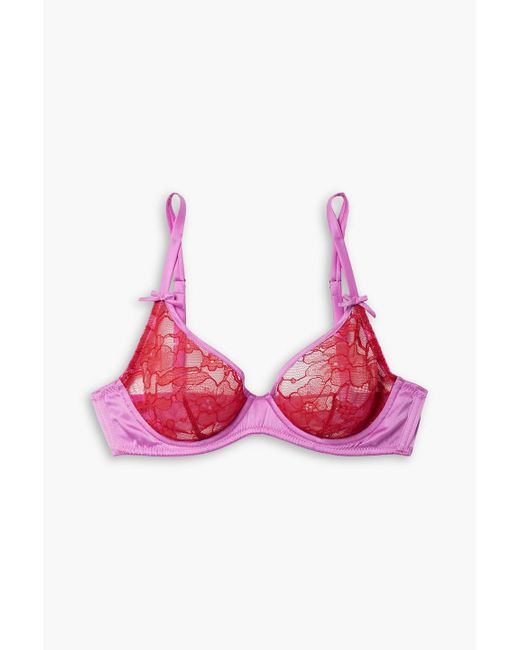 Fleur du Mal Magnolia Leavers Lace And Satin Underwired Soft-cup Bra in ...