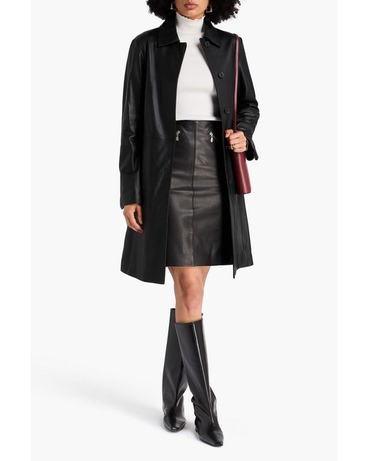 Loulou de Saison Gilo Leather Coat in Black | Lyst UK