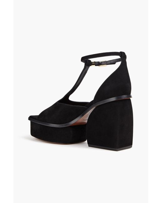 Zimmermann Suede Platform Sandals in Black | Lyst
