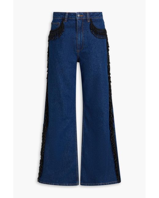 FARM Rio Bead-embellished High-rise Wide-leg Jeans in Blue | Lyst UK
