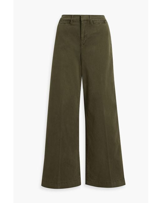 FRAME Cotton-blend Twill Wide-leg Pants in Green | Lyst