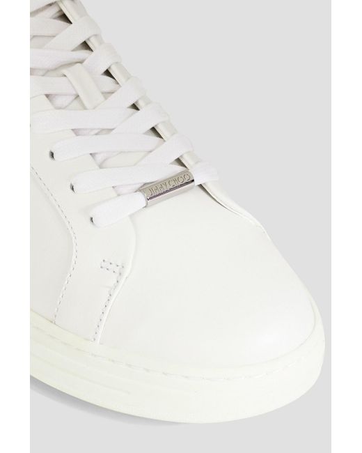 Jimmy Choo Rome Smooth And Patent-leather Sneakers in White | Lyst