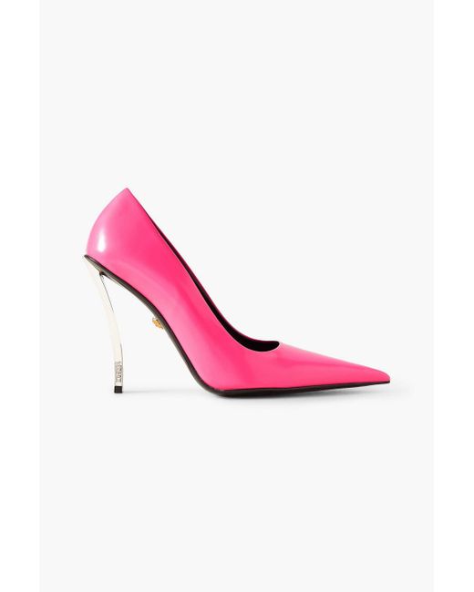 Versace Pin-point Patent-leather Pumps in Pink | Lyst