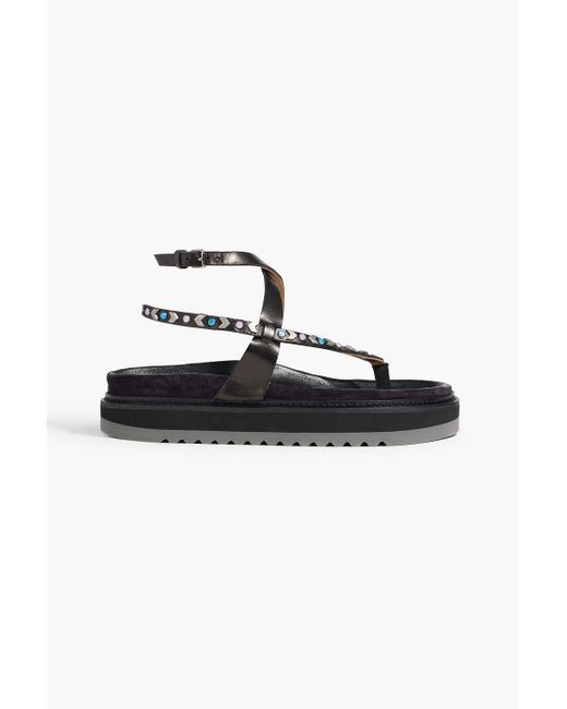 Isabel Marant Elham Studded Leather Sandals in Black | Lyst