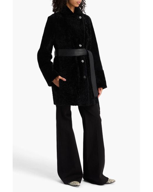 JOSEPH Leman Shearling Coat in Black | Lyst UK