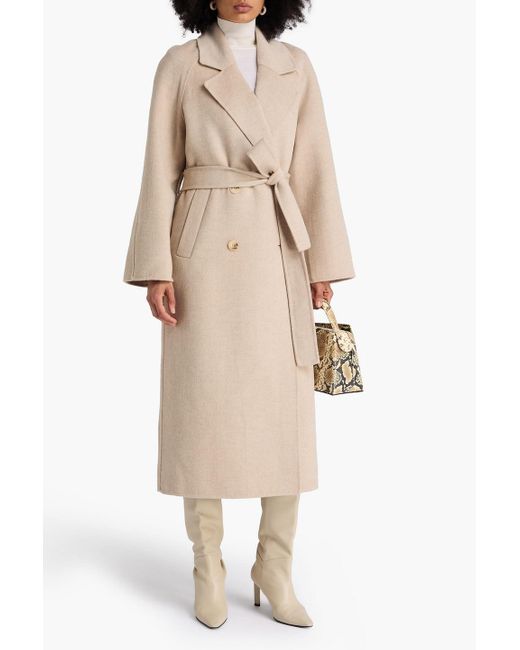 A.Emery Evans Double-breasted Wool-blend Twill Coat in Natural | Lyst UK