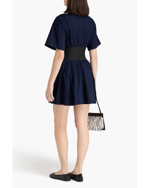STAUD Amy Stretch-cotton Poplin Mini Dress in Blue | Lyst UK