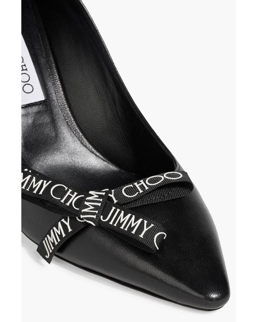 Jimmy Choo Romy 85 Bow-Detailed Leather Pumps in Black | Lyst