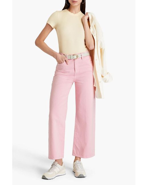 FRAME Le Jane Crop High-rise Wide-leg Jeans in Pink | Lyst UK