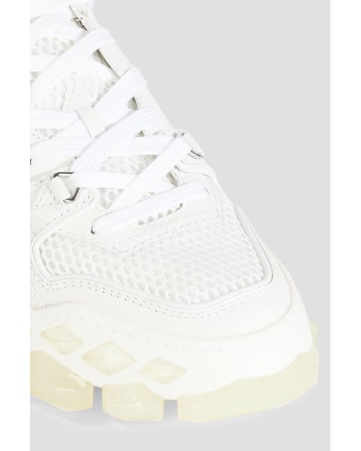 Jimmy Choo Diamond X Leather And Mesh Sneakers in White | Lyst