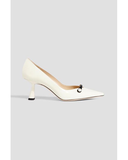 Jimmy Choo Rosalia 65 Embellished Patent-leather Pumps in Metallic | Lyst