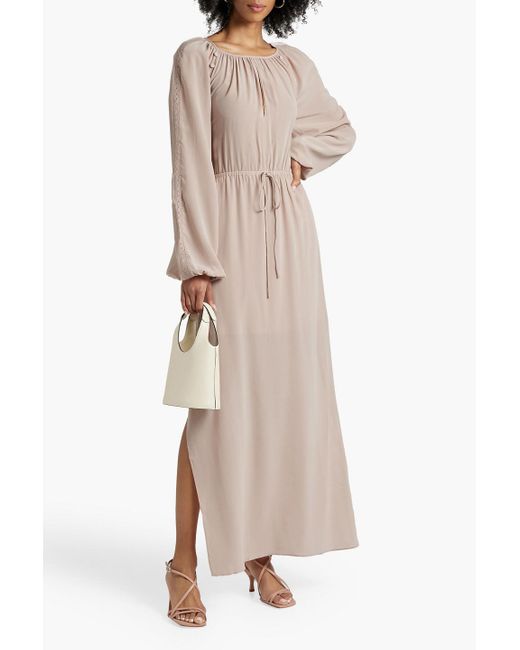 Joslin Studio Lois Crochet-trimmed Silk-chiffon Maxi Dress in White | Lyst