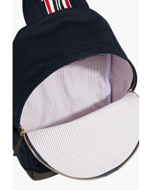 Thom Browne Leather-trimmed Canvas Backpack in Blue for Men | Lyst