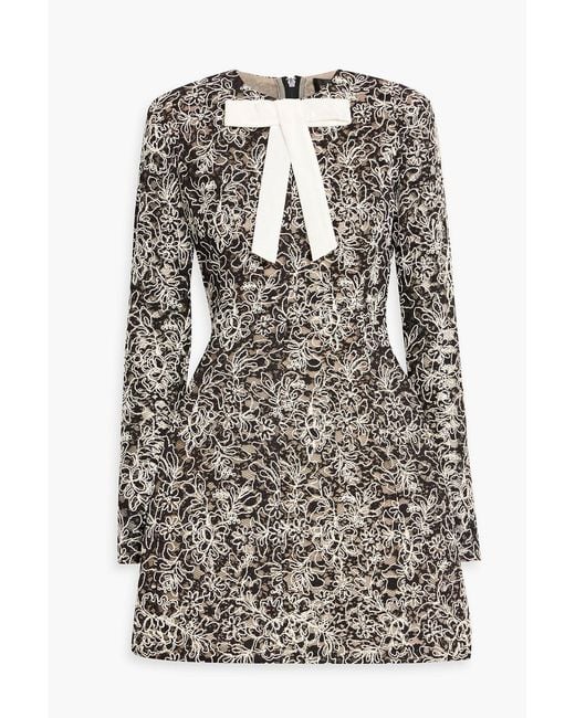 Bronx and Banco Courtney Bow-Detailed Embroidered Corded Lace Mini ...