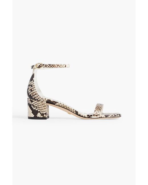 Stuart Weitzman Simple Curve Snake-Effect Leather Sandals | Lyst