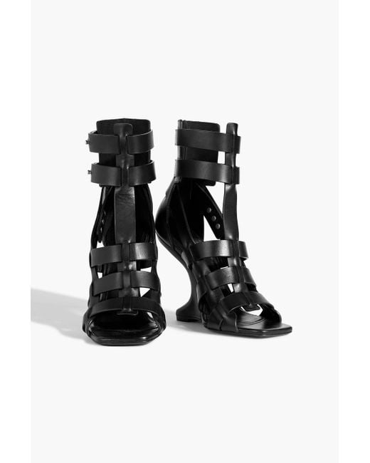Rick Owens Spartan Leather Sandals in Black | Lyst