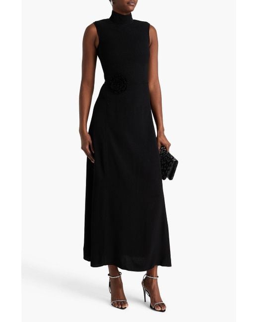 ROTATE BIRGER CHRISTENSEN Floral-Appliquéd Jacquard Maxi Dress in Black ...