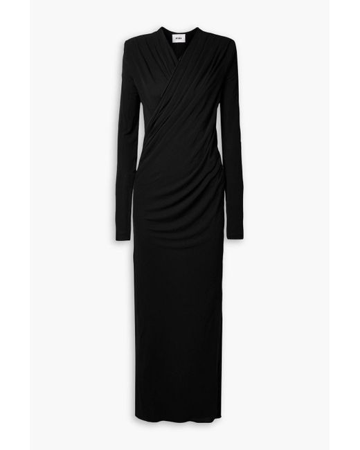 Interior The Sloan Draped Crepe Maxi Dress in Black | Lyst