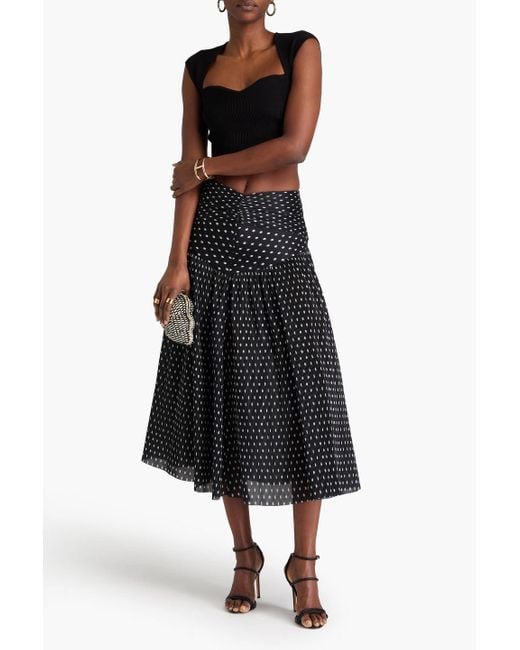 Zimmermann Pleated Polka-dot Organza Midi Skirt in Black | Lyst