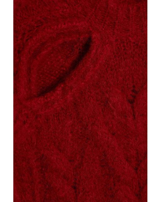 Isabel Marant Palima Cutout Cable-knit Mohair-blend Sweater in Red | Lyst