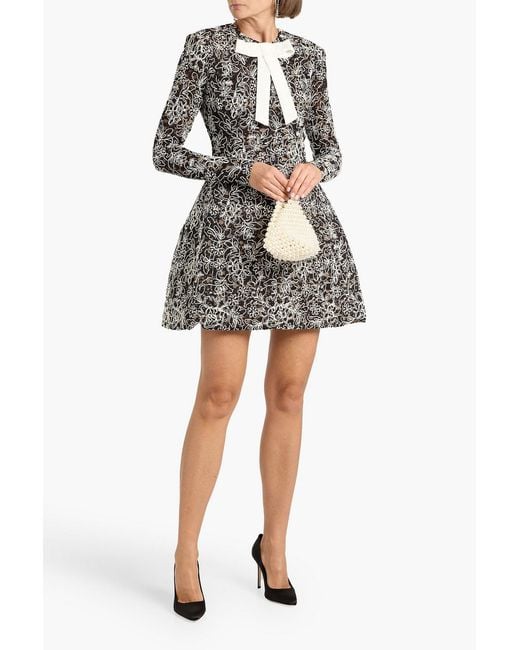 Bronx and Banco Courtney Bow-Detailed Embroidered Corded Lace Mini ...