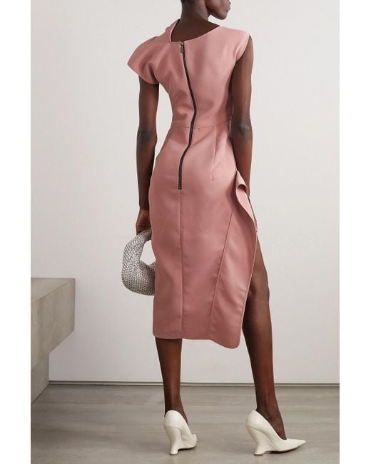 Maticevski Rejoice Asymmetric Draped Crepe Midi Dress in Pink | Lyst