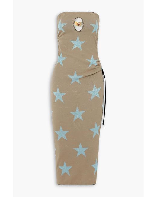 Cormio Kim Embroidered Velvet-trimmed Metallic Intarsia-knit Midi Dress ...