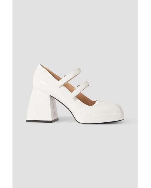 NODALETO Bulla Babies Patent-leather Platform Mary Jane Pumps in White ...