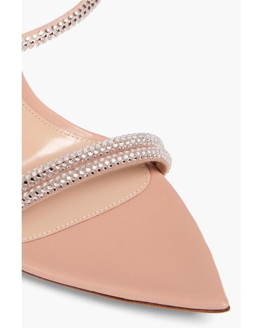Gianvito Rossi Crystal-embellished Leather Mules in Pink | Lyst