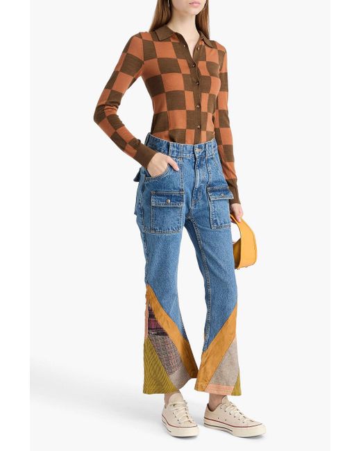 ANDERSSON BELL Olivia Patchwork High-rise Bootcut Jeans in Blue | Lyst UK