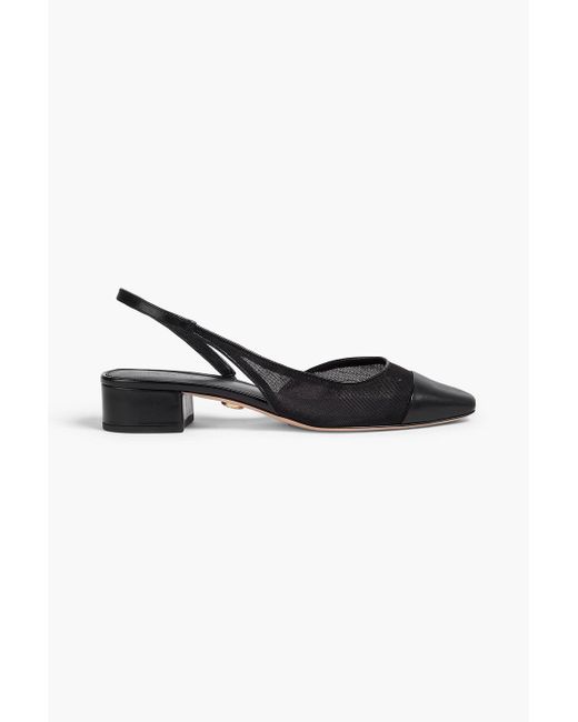 Veronica Beard Cecile Leather-Trimmed Mesh Slingback Flats in Black | Lyst