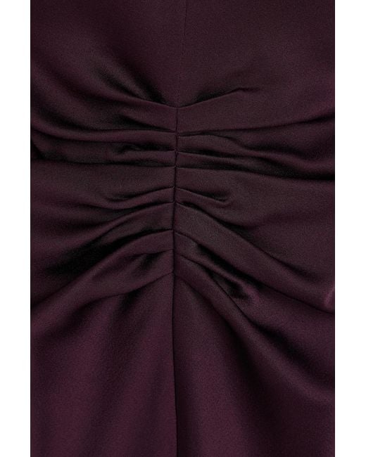 Victoria Beckham Ruched Satin-crepe Mini Dress in Purple | Lyst UK