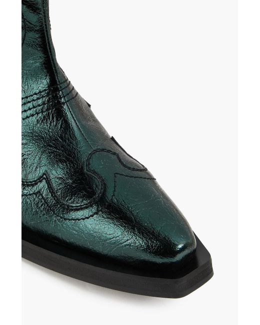 Ganni Metallic Cowboy Boots in Green | Lyst UK