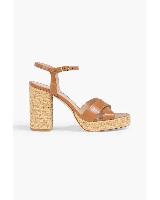 Stuart Weitzman Dayna Leather Platform Sandals in Brown | Lyst UK